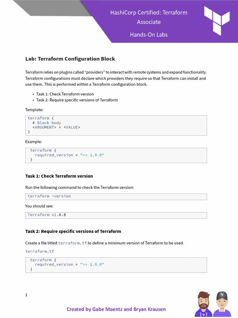 3 Intro To The Terraform Configuration Block Pdf Computers