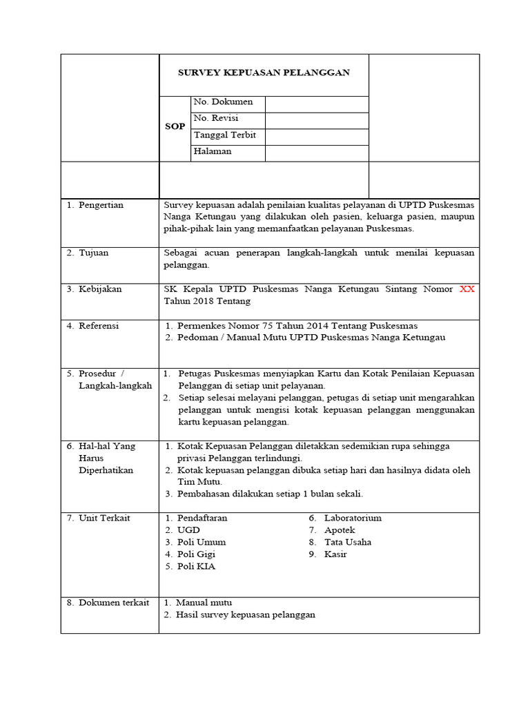 7.1.1.5. SOP Survey Kepuasan Pelanggan | PDF