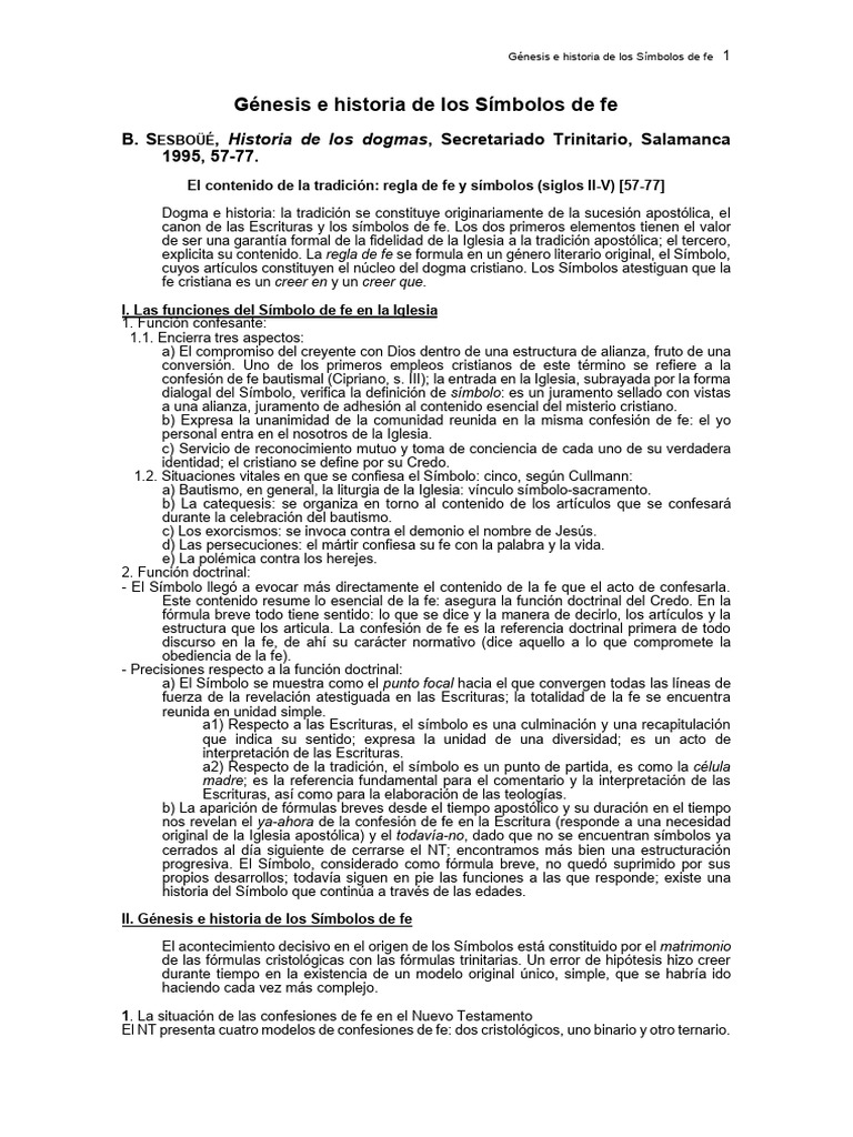 Historia de los Símbolos de fe cristiana | PDF | Iglesia Católica | Credo