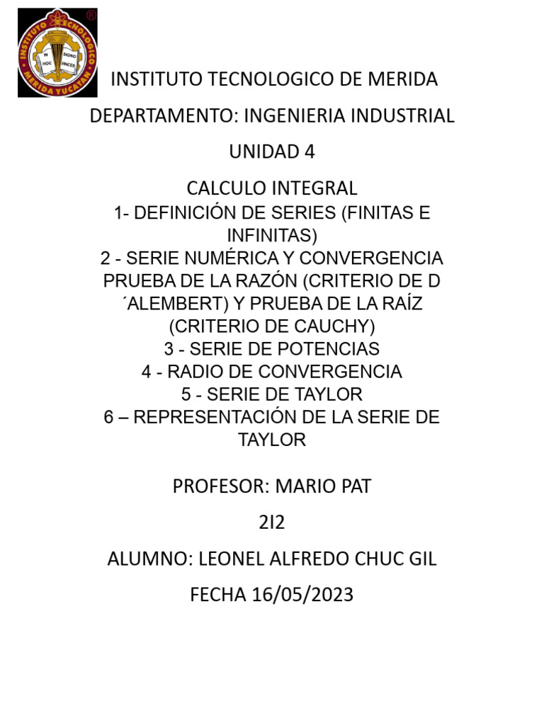 Series Finitas e Infinitas en Cálculo | PDF | Series (Matemáticas ...