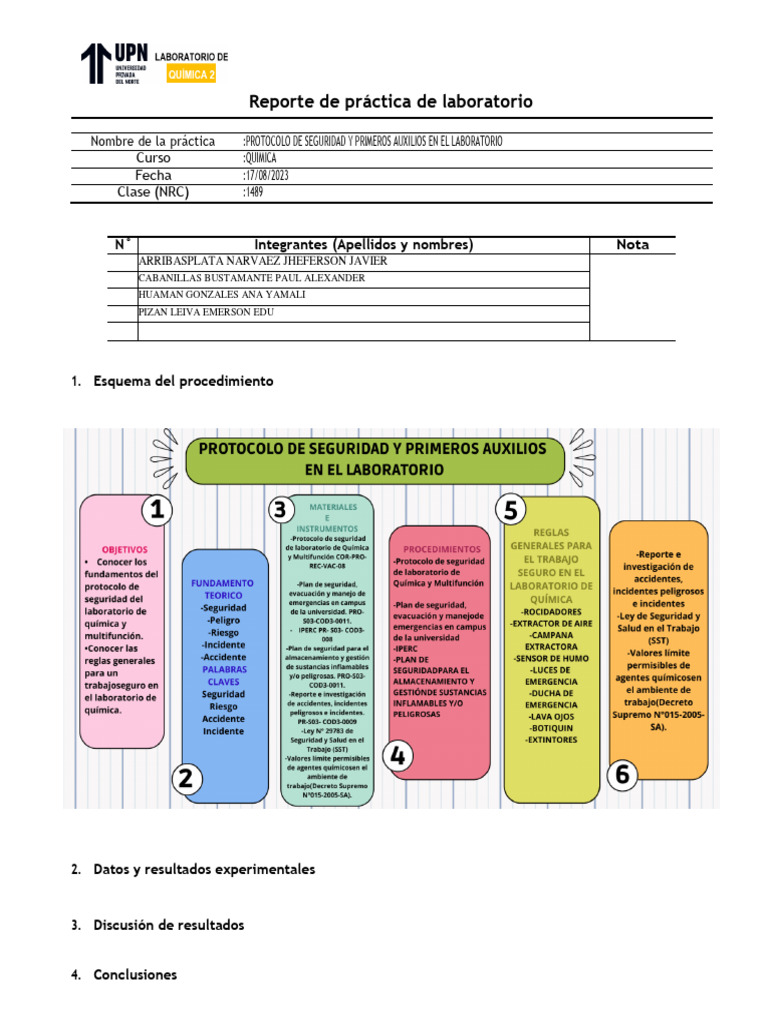 FORMATO - Reporte de Resultados Laboratorio 2023-1 | PDF | Laboratorios
