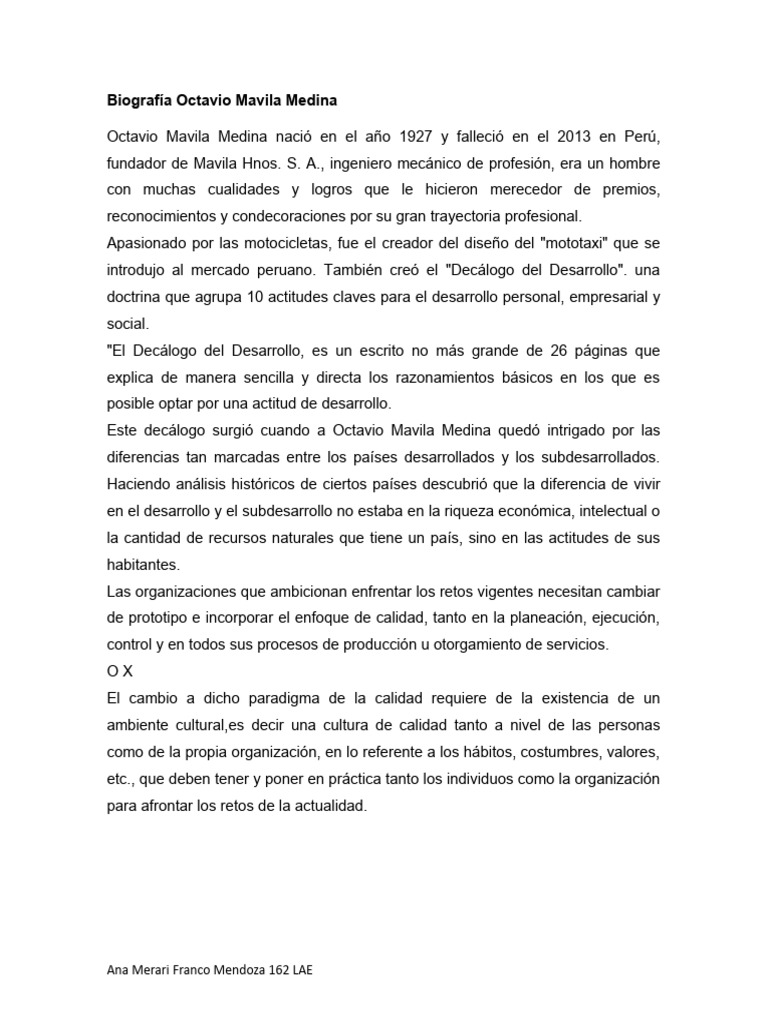 Biografía Octavio Mavila | PDF