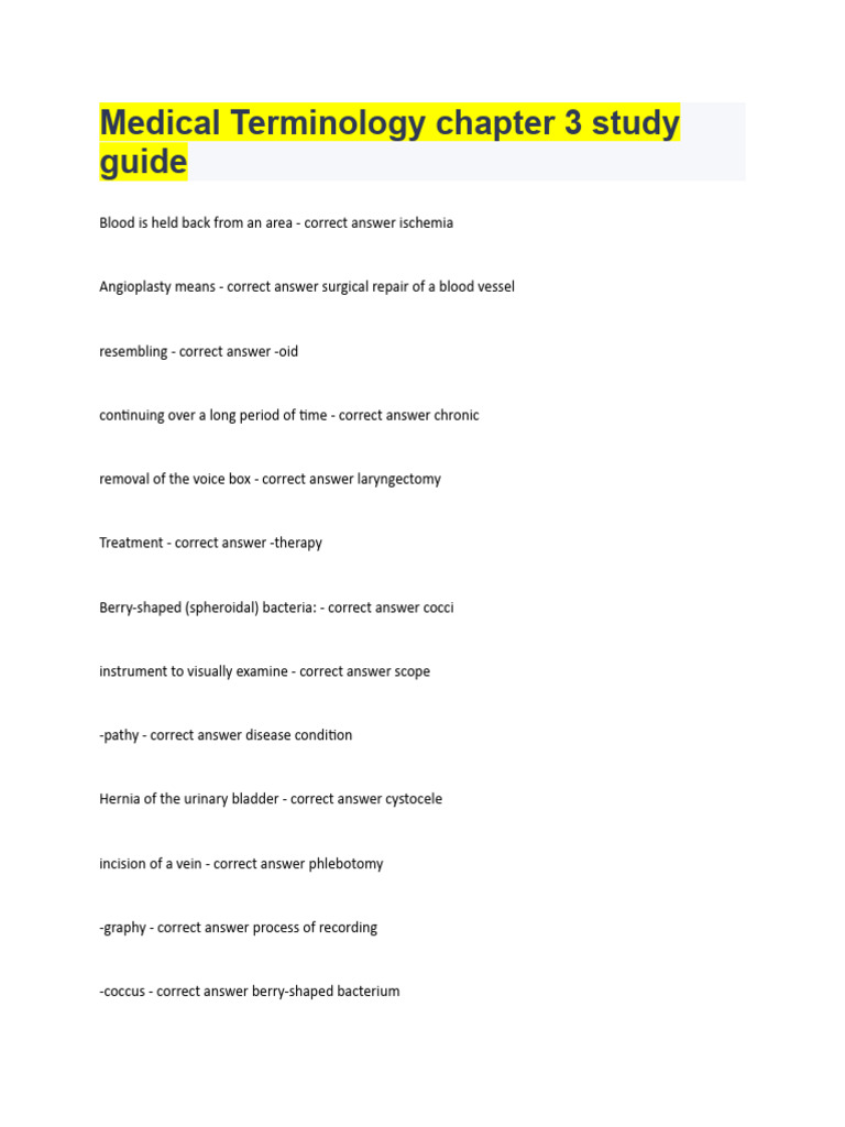 Medical Terminology Chapter 3 Study Guide | PDF