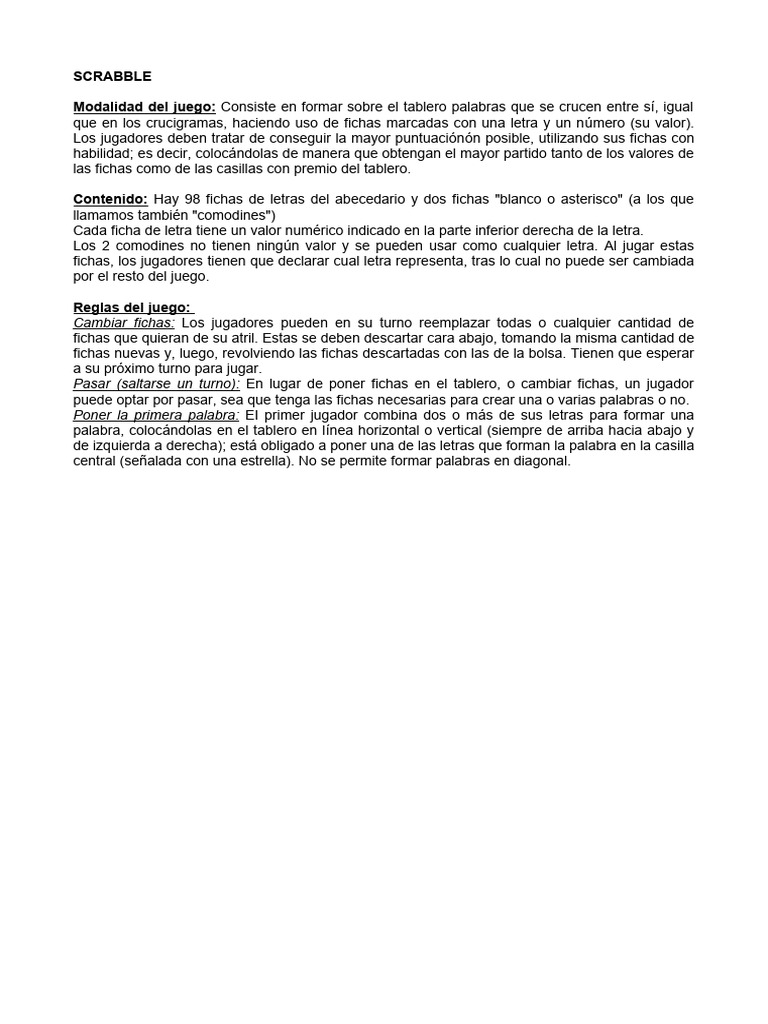 Reglas del Juego de Scrabble | PDF