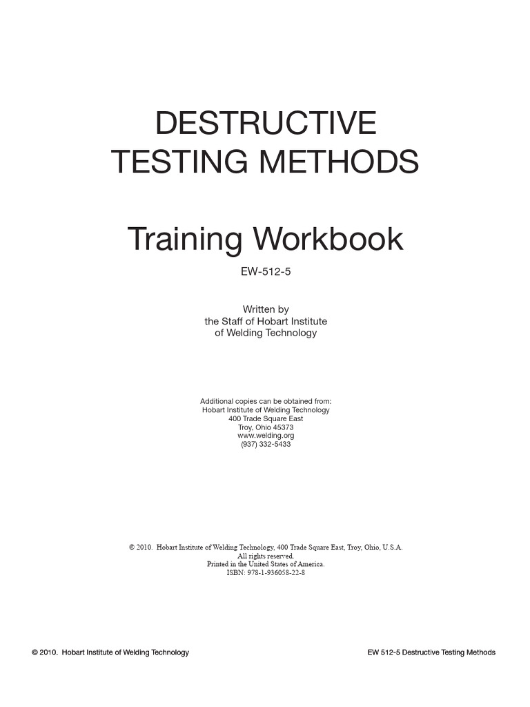 Destructive Testing Methods for Welds | PDF | Ductility | Strength Of ...