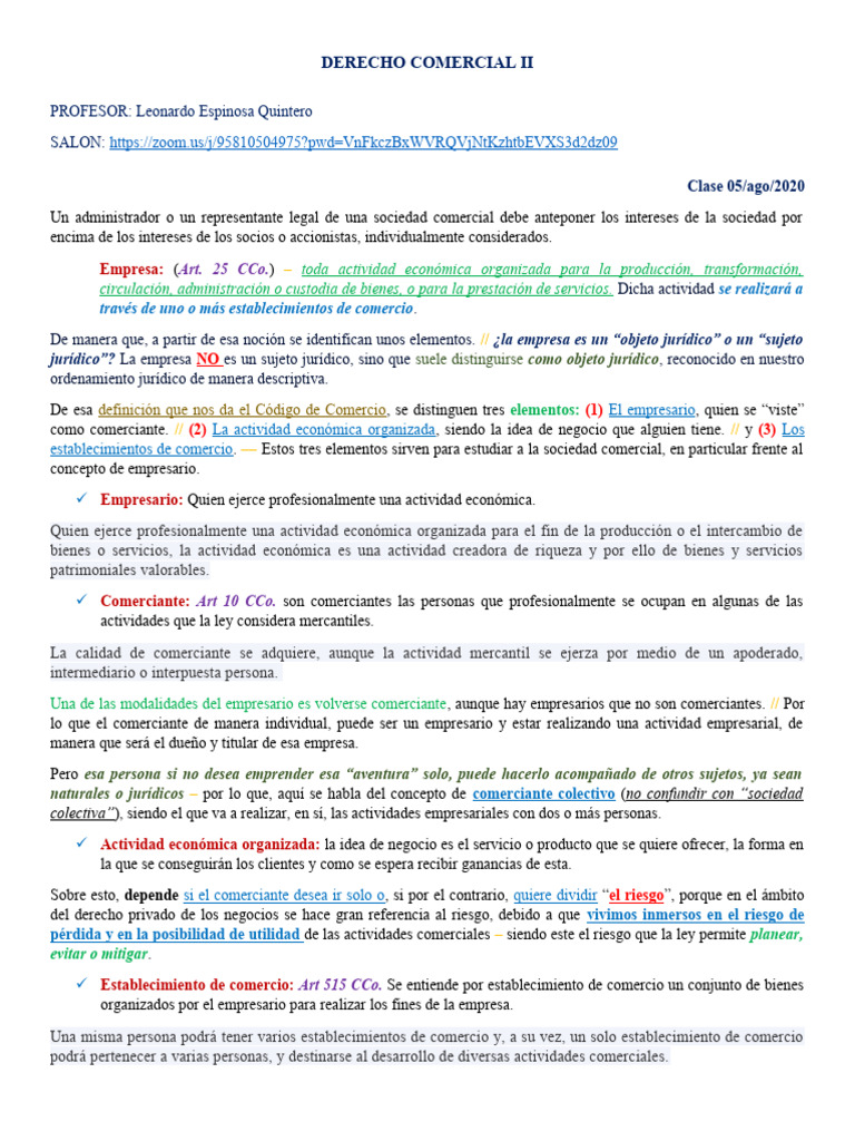 DERECHO COMERCIAL II | PDF | Sociedad de responsabilidad limitada | Bienes (Ley)