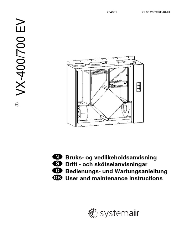 Systemair VX 400-700 EV User Manual Eng | PDF