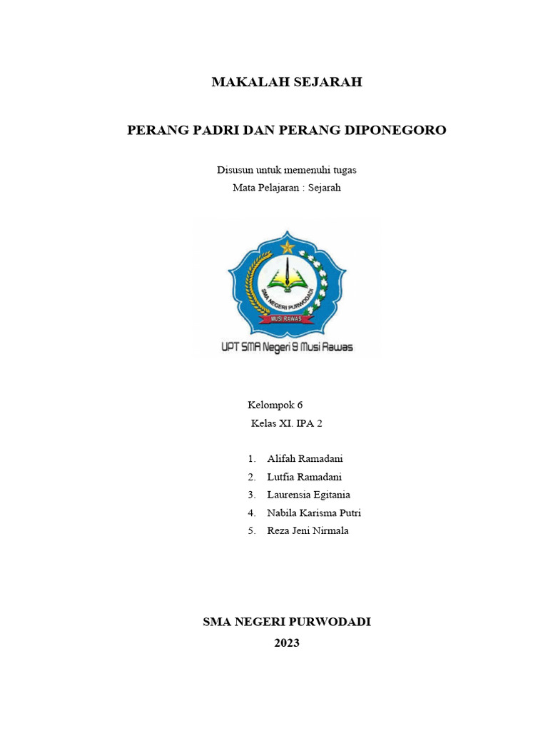 Penyebab Perang Padri dan Diponegoro | PDF