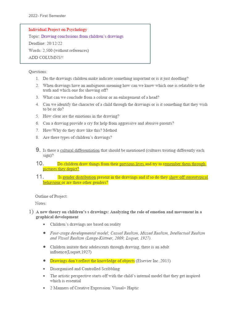 Individual Project On Psychology | PDF | Psychotherapy | Composition ...