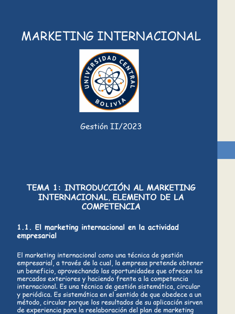 Marketing Internacional Tema 1 Introduccion Al Marketing Internacional ... Marketing Internacional Tema 1 Introduccion Al Marketing Internacional ...
