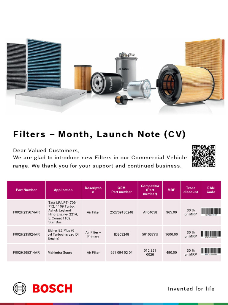 New Commercial Vehicle Air Filters Launch | PDF | Technology & Engineering