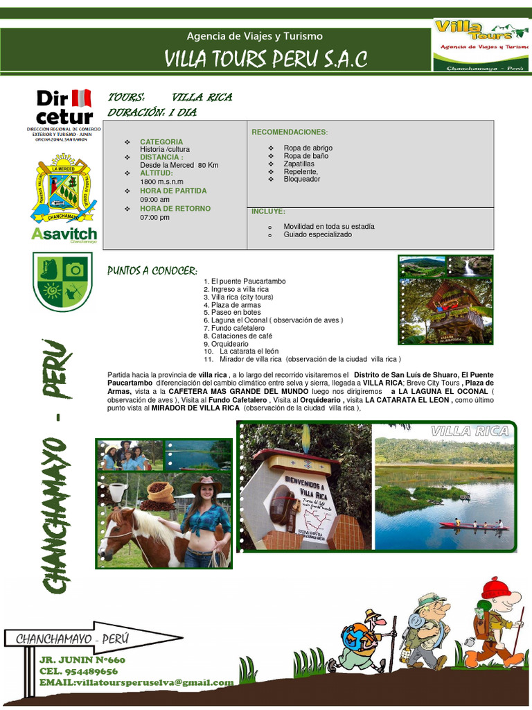 Tour Cultural de 1 Día en Villa Rica | PDF