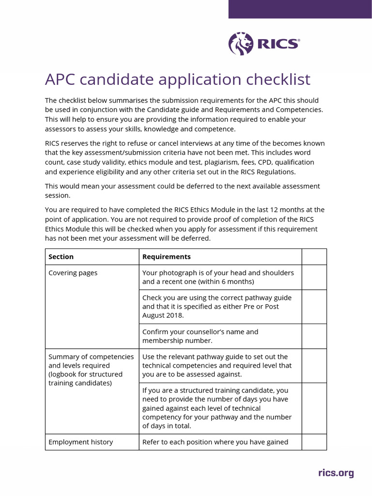 Apc Candidate Application Checklist 02-03-23 | PDF