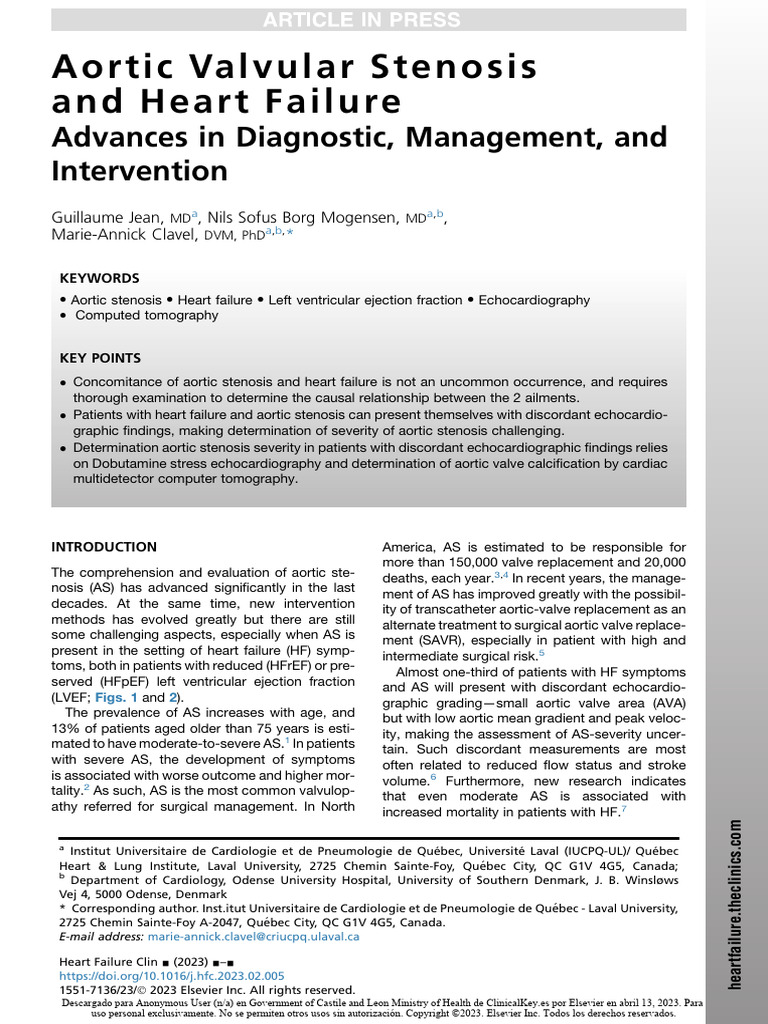 Estenosis Aórtica | PDF | Echocardiography | Angiology
