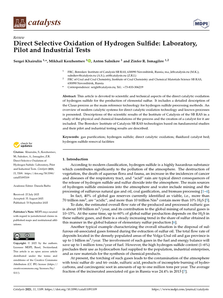 Catalysts 11 01109 v3 | PDF | Catalysis | Chemical Reactions