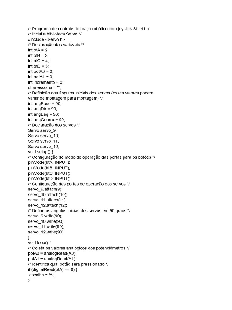 Cópia de Braço Robótico Codigos | PDF | Informática | Engenharia da ... Cópia de Braço Robótico Codigos | PDF | Informática | Engenharia da ...