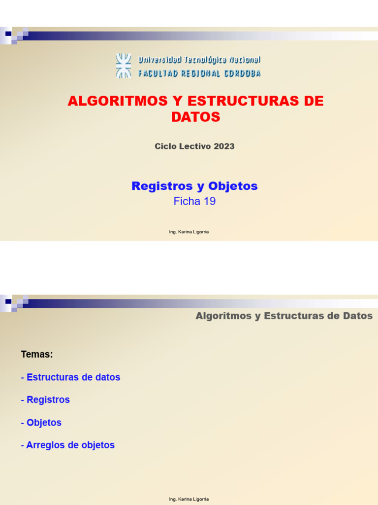 Presentación 2023 [Registros] | PDF | Objeto (informática) | Algoritmos