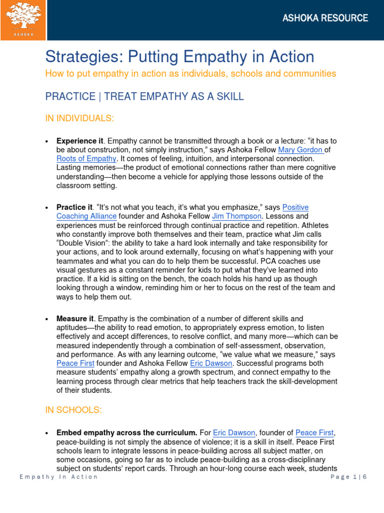 Putting Empathy in Action 0 | PDF | Empathy | Teachers