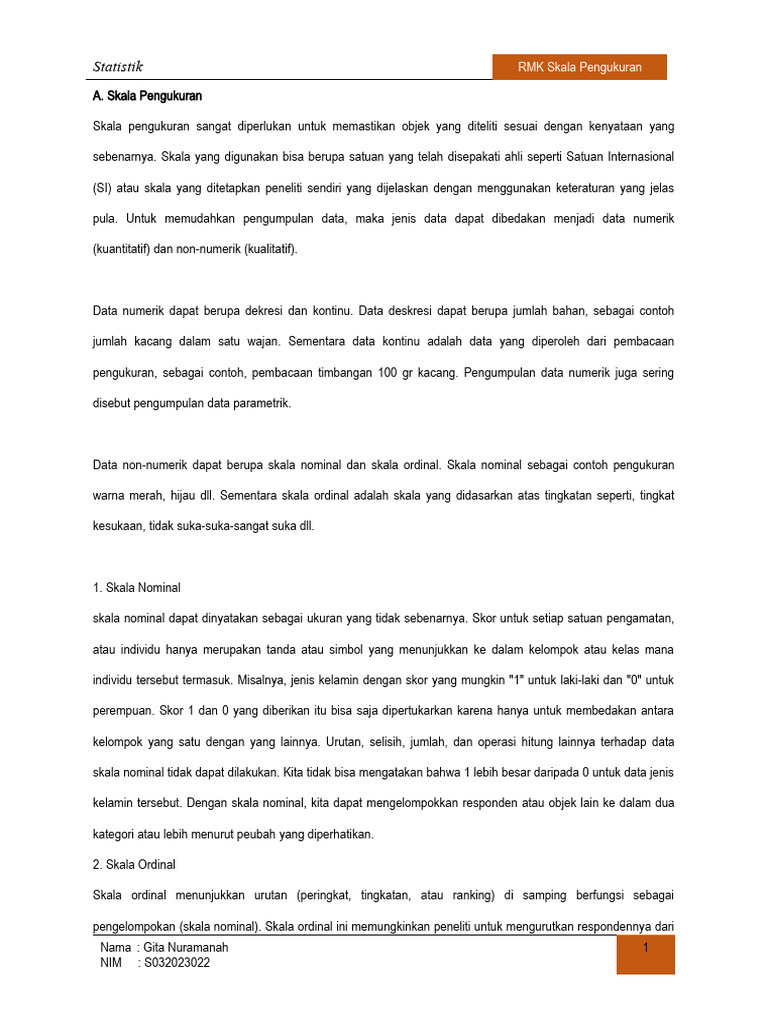 RMK #3 Skala Pengukuran | PDF