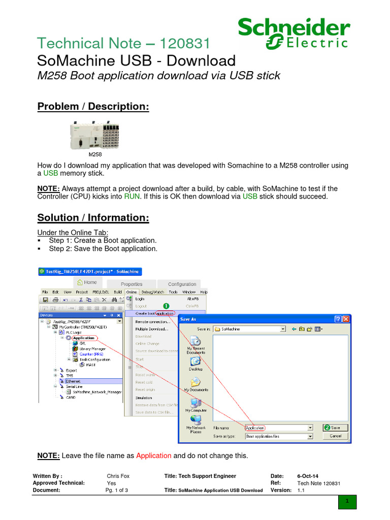 InfoPLC Net 120831 TechNote SoMachine M258 Boot Application Download ...