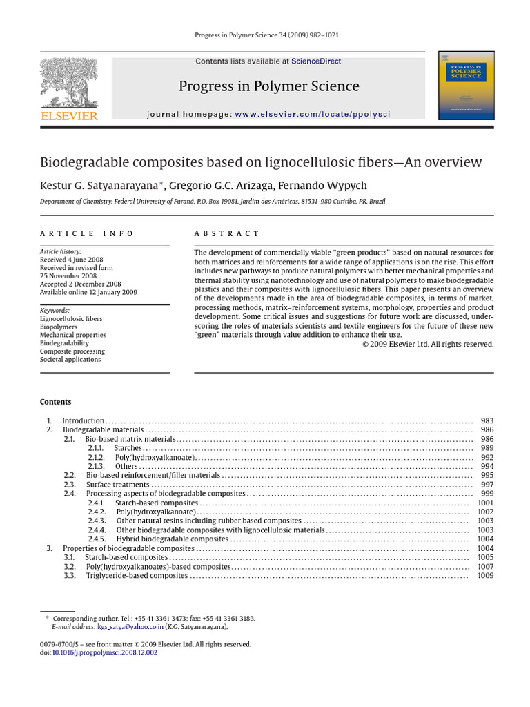 Biodegradable Composites Based On Lignocellulosic Fibers-An Overview ...
