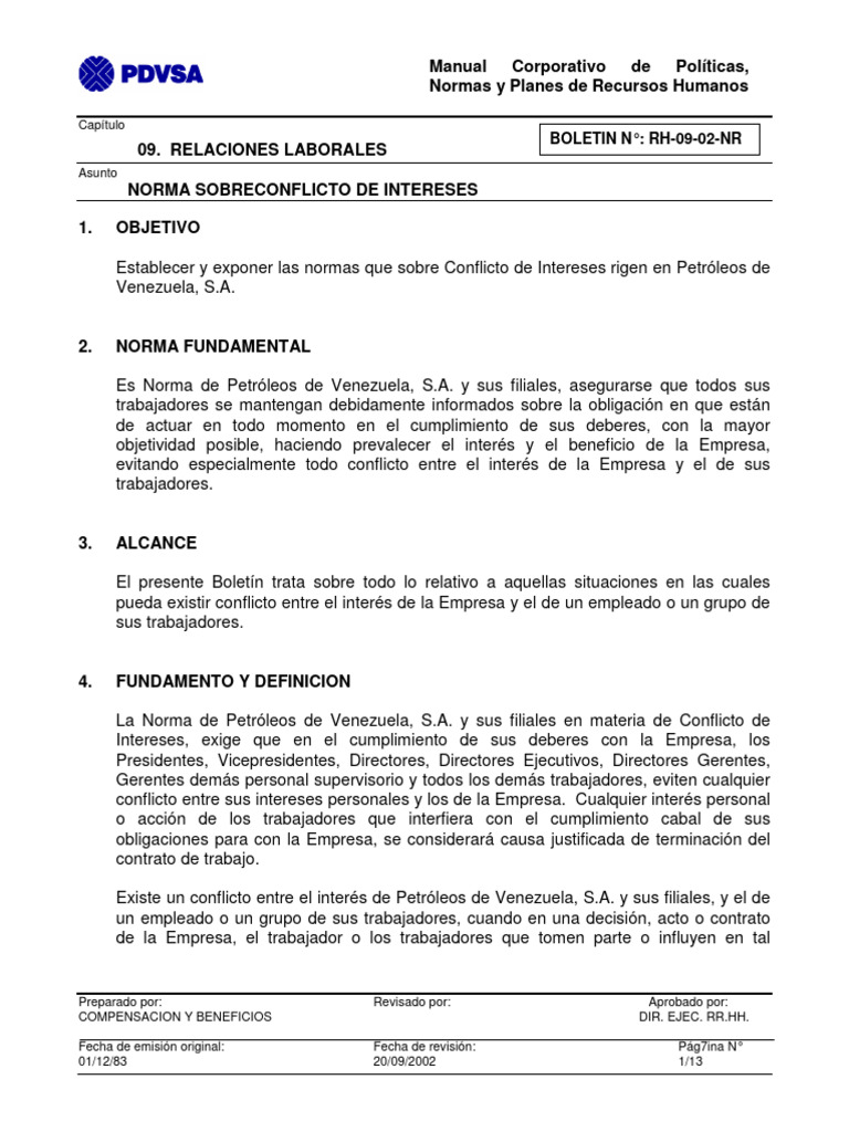 Normativa sobre Conflictos de Intereses | PDF | Gestión de recursos ...