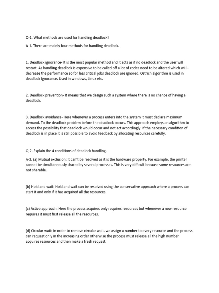 Opearating System (OS) BCA Question Answers Sheet Part 3 | PDF ...