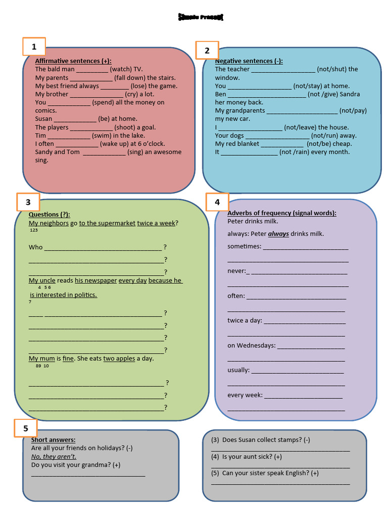 Simple Present Grammar Drills - 97625 | PDF