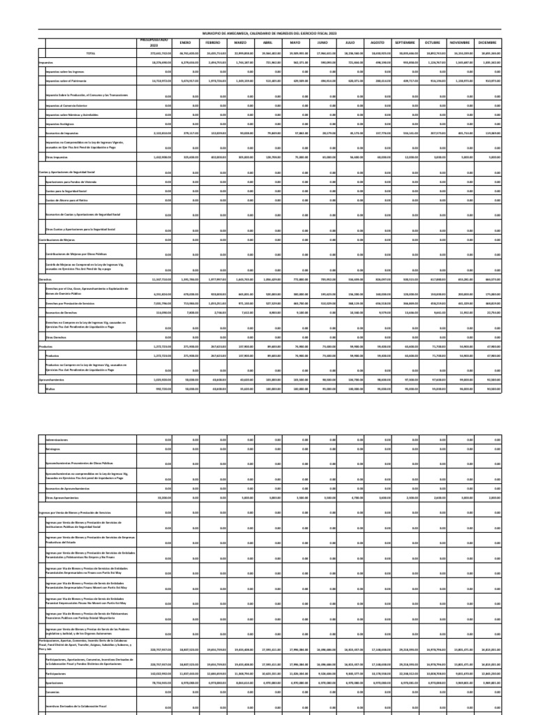 Norma para Establecer La Estructura Del Calendario de Ingresos Base ...