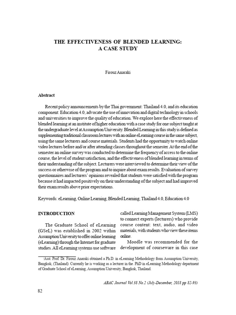 The Effectiveness of Blended Learning: A Case Study: Firouz Anaraki | Download Free PDF ...