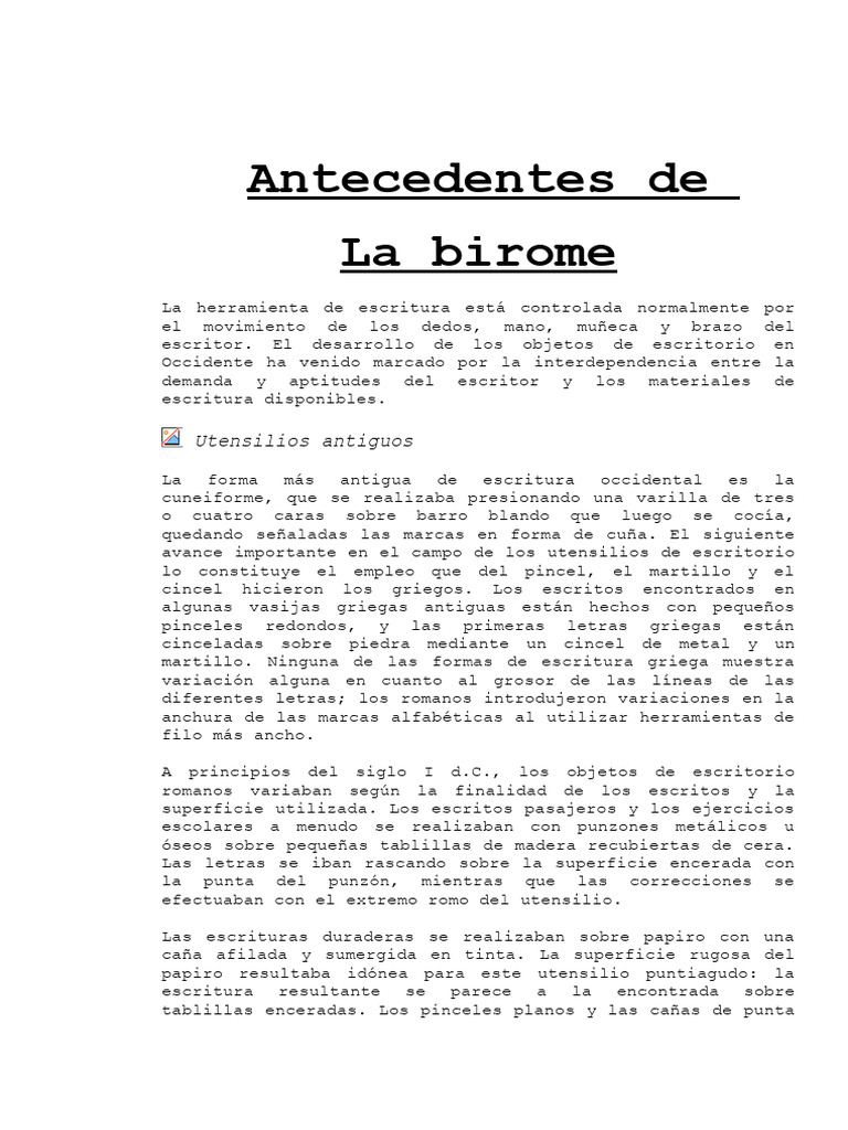 La Birome | PDF | Escritura | Herramientas portátiles