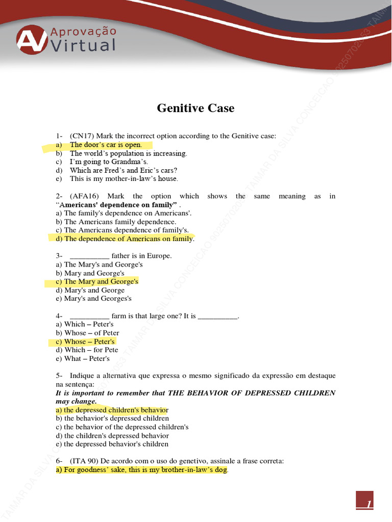 Genetive Case | PDF | Syntax | Grammar
