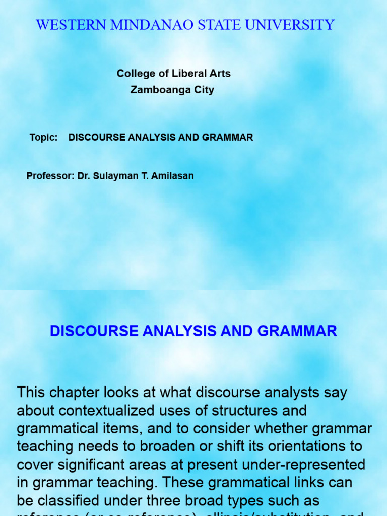 Discourse Analysis and Grammar | PDF | Part Of Speech | Word