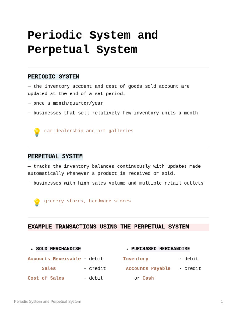 Periodic and Perpetual System | PDF | Debits And Credits | Accounting