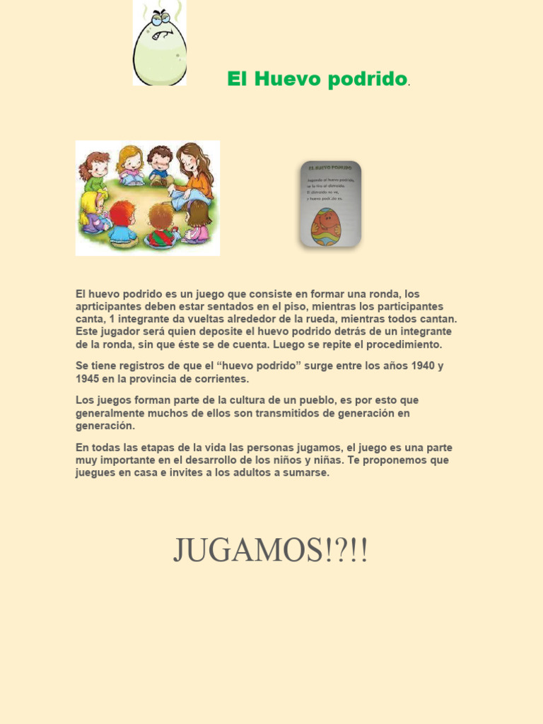 El Huevo Podrido Es Un Juego Que Consiste en Formar Una Ronda | PDF