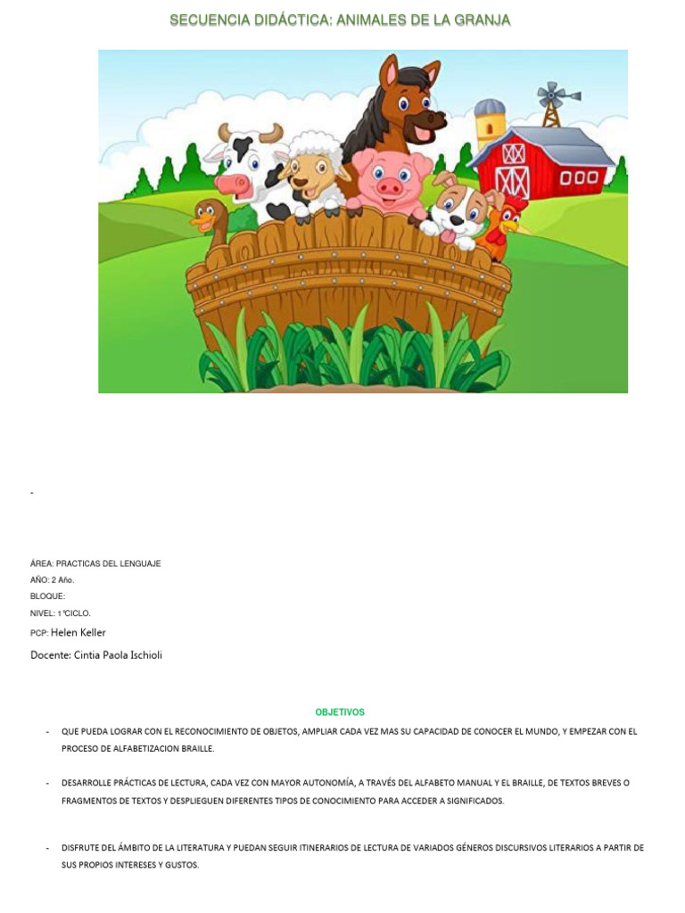 Secuencia ANIMALES de LA GRANJA Primer Ciclo | PDF | Vacas