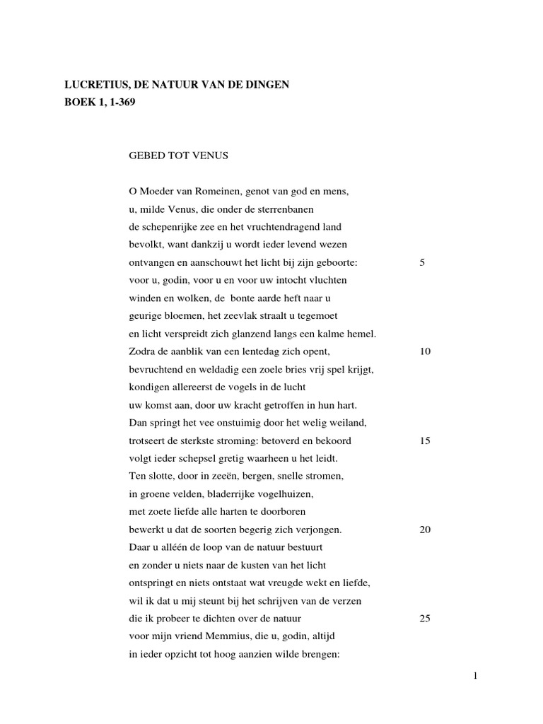 Lucretius de Natuur Van de Dingen, Selecties Uit Boek 1, 3, 5 en 6 | PDF