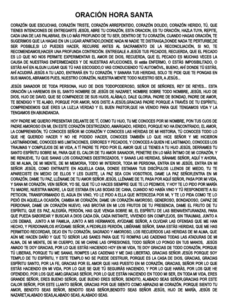 Oracion Hora Santa | PDF | Oración | Jesús
