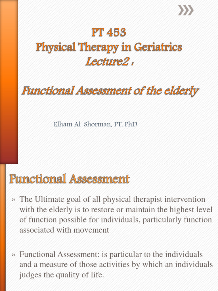 lecture in geriatrics physical therapy 1 | PDF | Health Care | Clinical ...