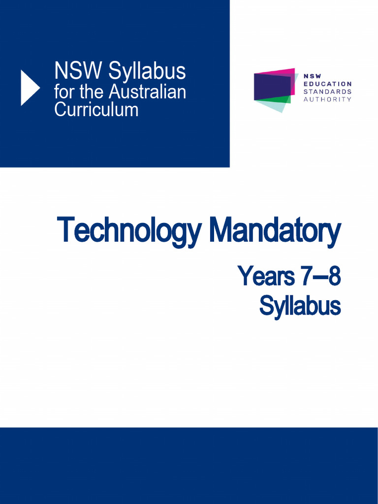Technology Mandatory 7 8 Syllabus 2017 | PDF | English As A Second Or Foreign Language | Design