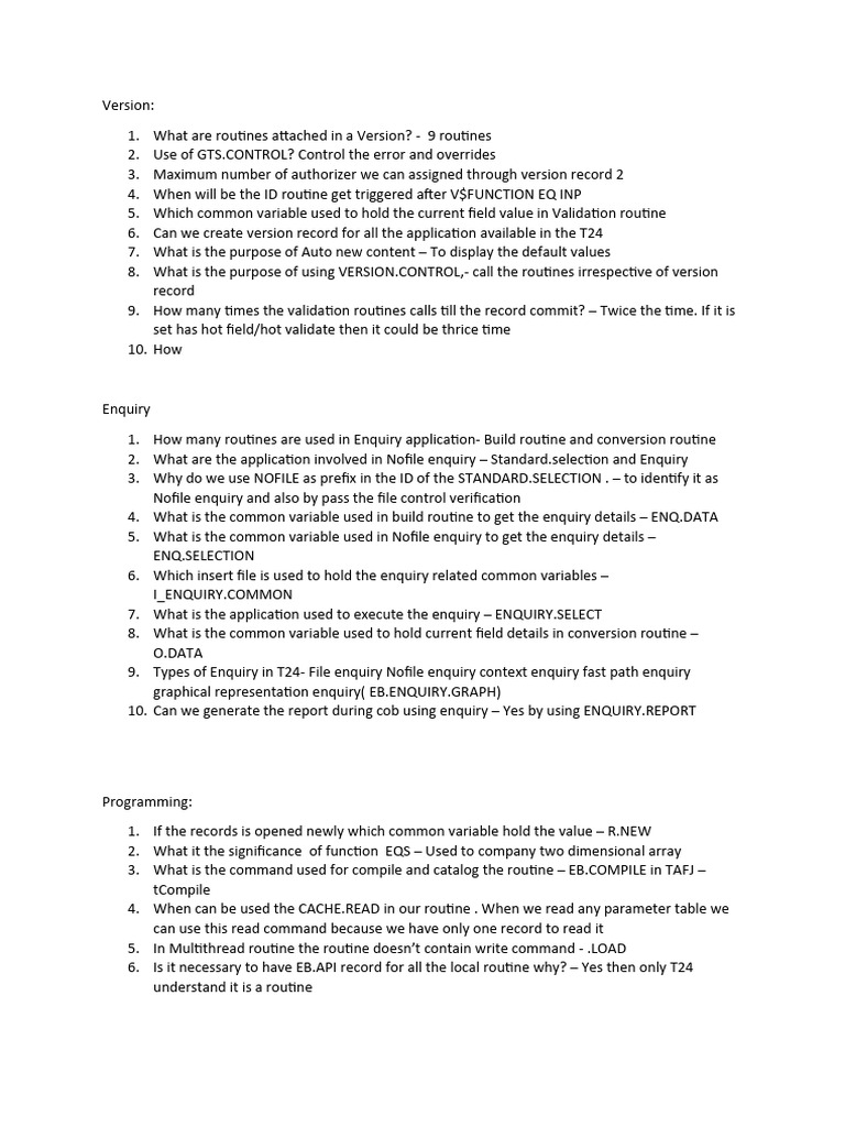Version Enquiry Program (30) Questions | PDF | Parameter (Computer Programming) | Information ...