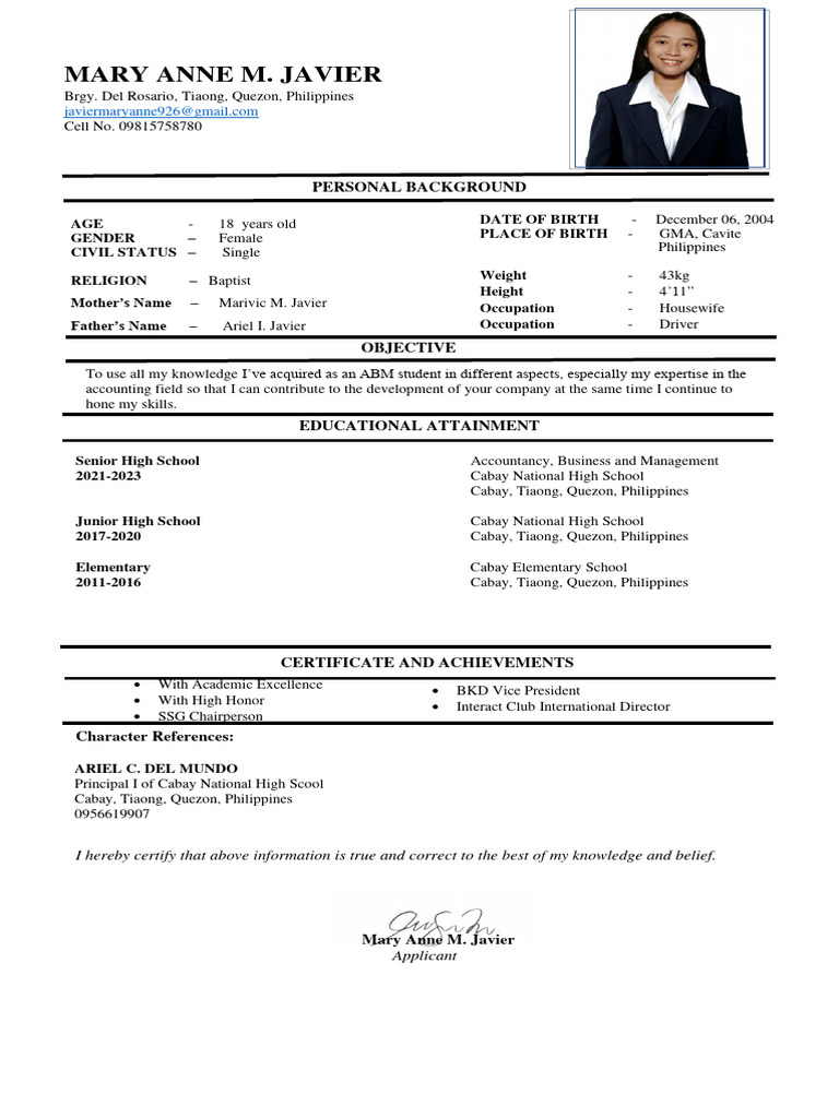 Resume - Mary Anne Javier | PDF
