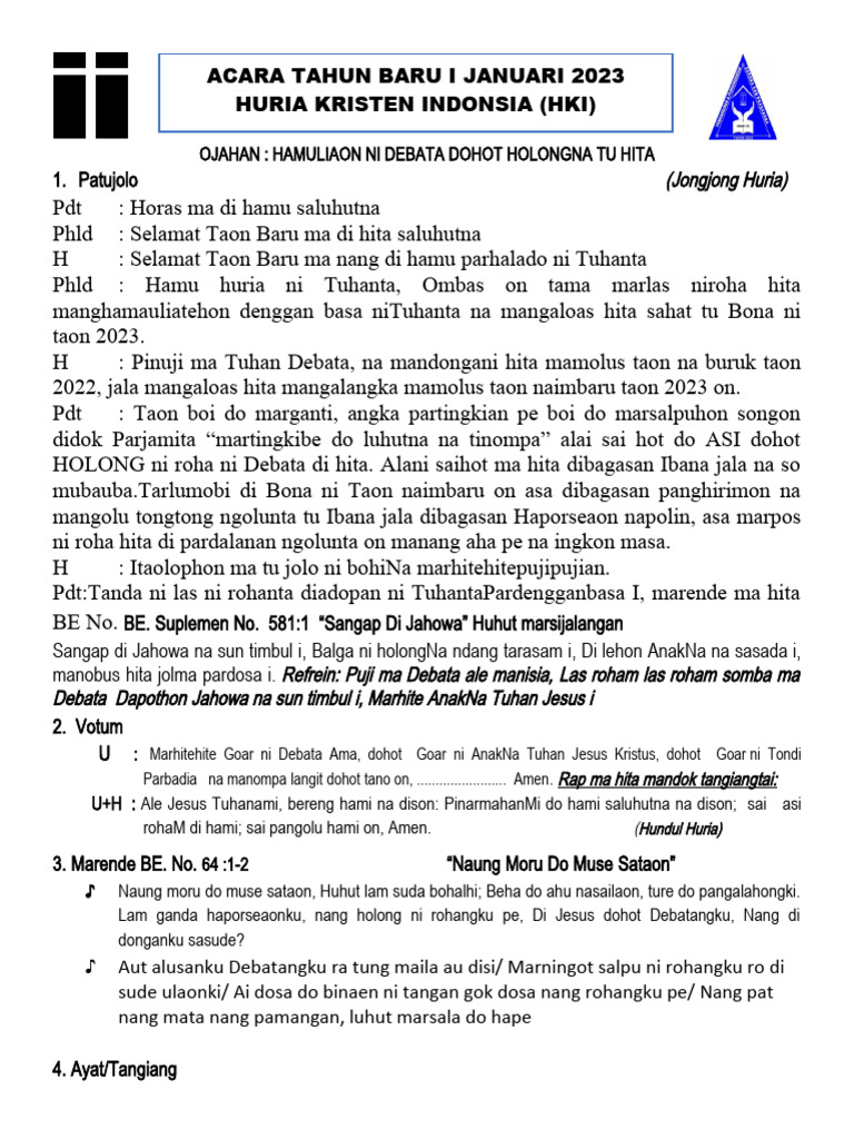 Acara Minggu 1 Januari 2023 | PDF