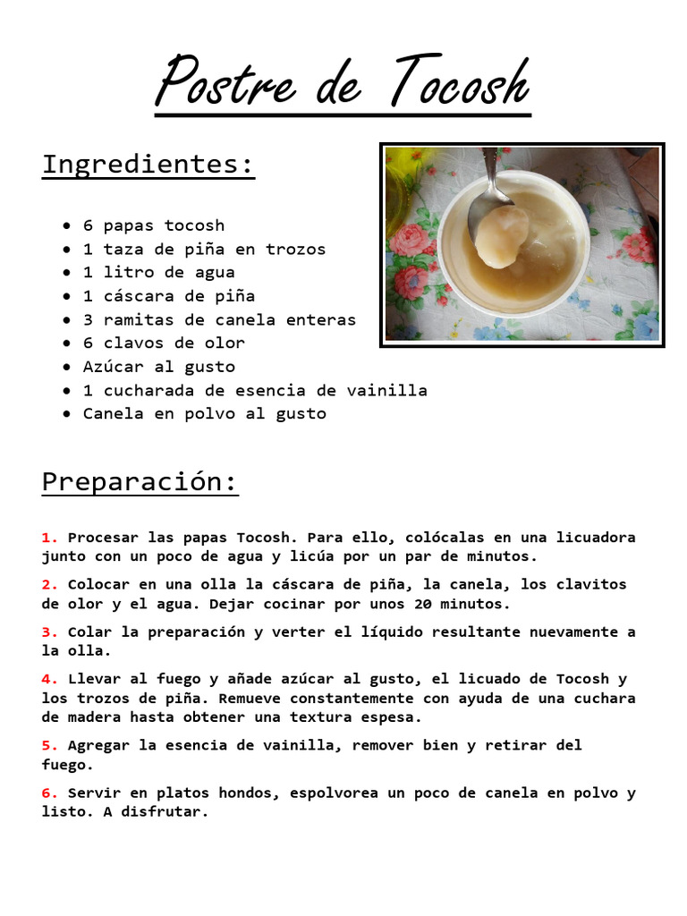 Postre de Tocosh | PDF