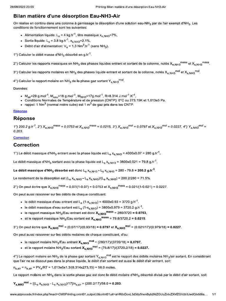 Exercice Corrigé Absorption 1 | PDF