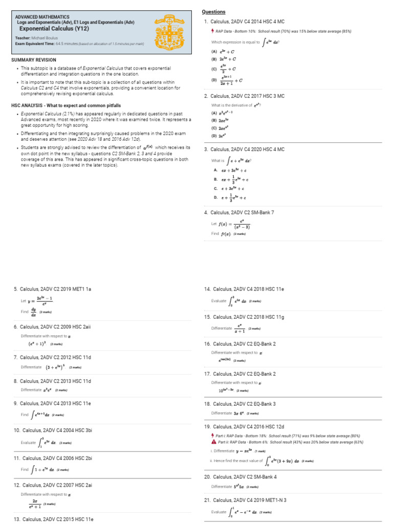 12 Exponential Calculus | PDF | Analysis | Mathematical Analysis