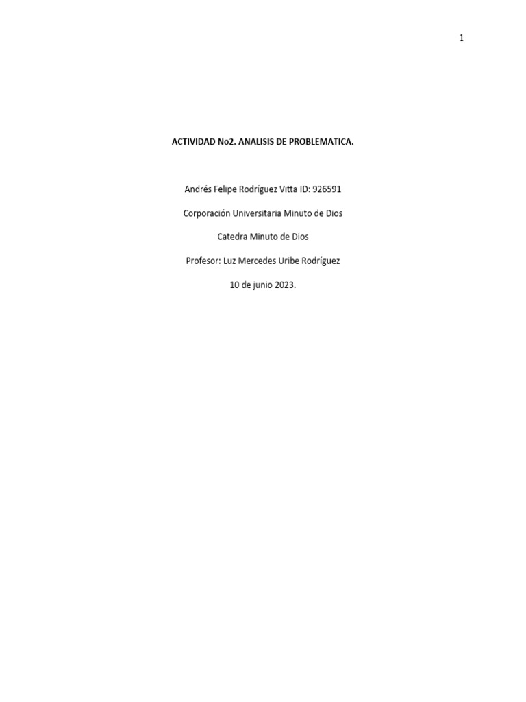 Actividad No.2 - Informe Analisis de Problematica | PDF | Desarrollo sostenible