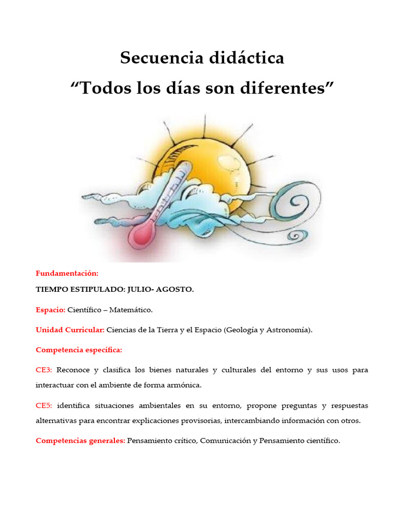 Actividades sobre el Tiempo Atmosférico | PDF | Clima | Aprendizaje