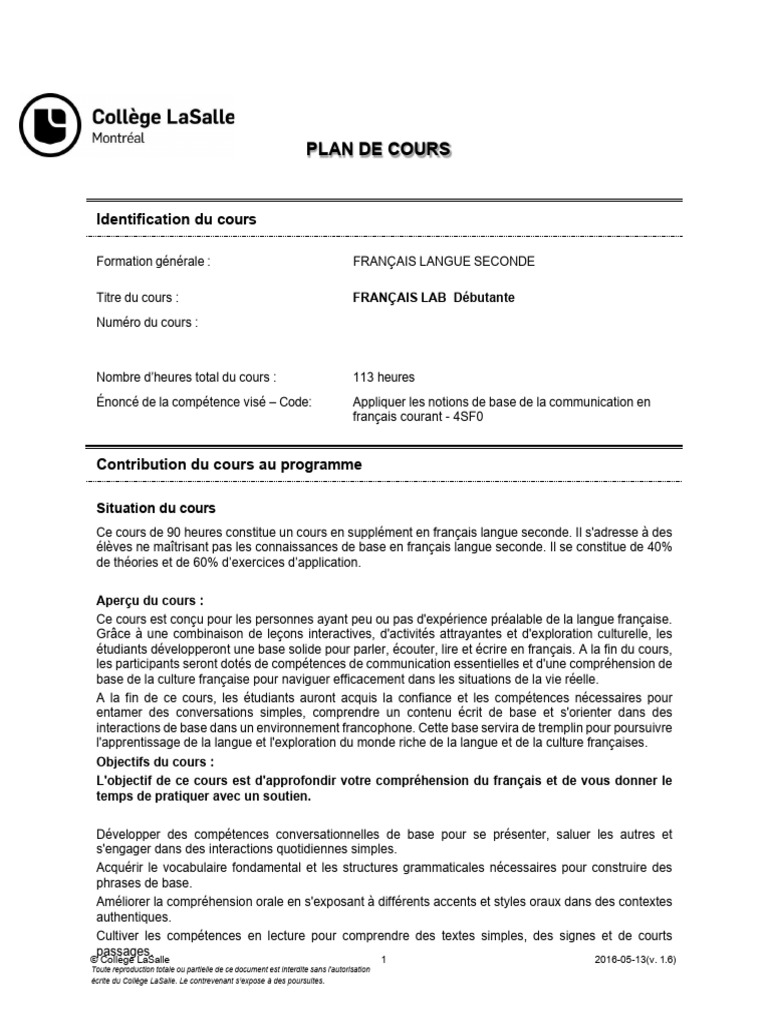 AEC Course Outline 2023 | PDF | Pronom | Nombre grammatical