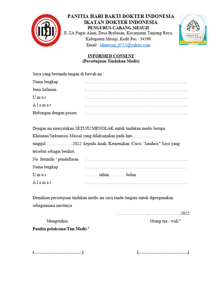 Contoh Informed Consent Sunat Anak | PDF